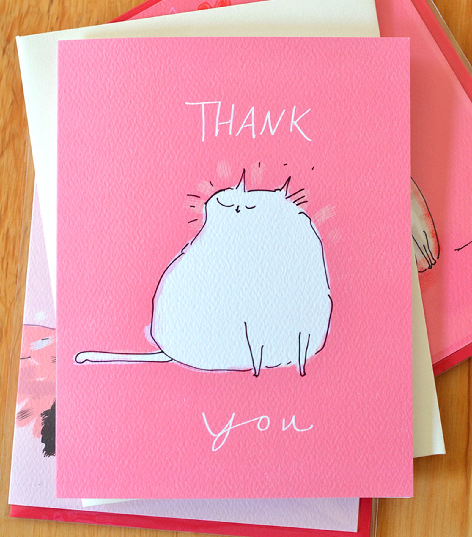 Happy Cat Thank You Card Thank You Cat Cards | Etsy