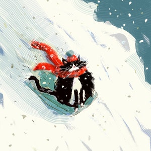 Snow Day Cat Print - Winter Art - Cat Art - Etsy