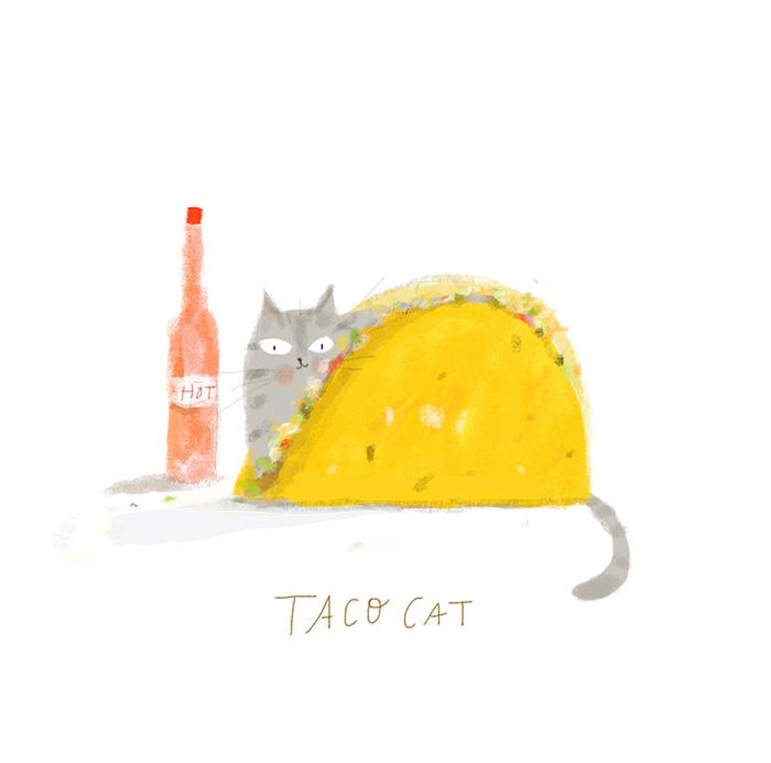 Taco Cat Print - Taco Cat Art- Cat Dad - Foodie - Cat Painting - Etsy