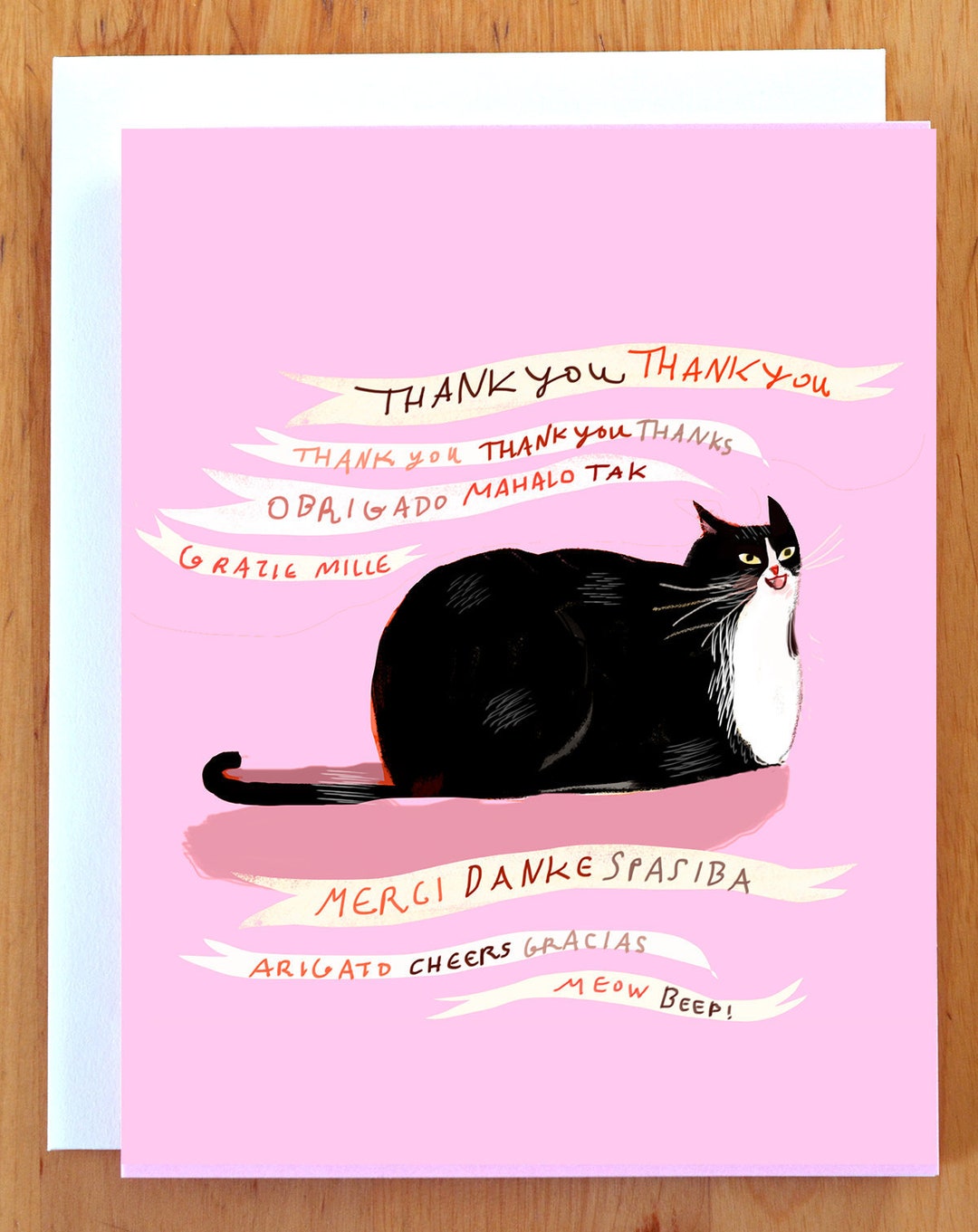 Meow Beep Thank You Cat Card - Etsy