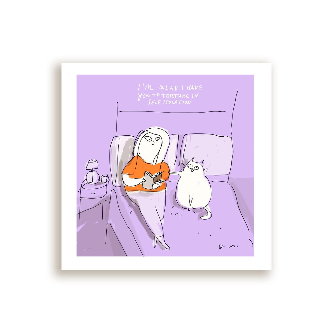 Self Isolate Cat Card - Funny Cat Card - Self Quarantine - Cat Mom Card ...