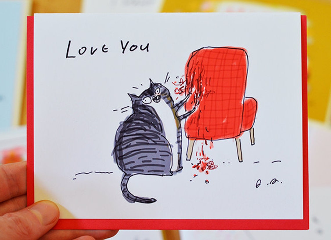 Chair Rip Cat Card - From the Cat - Cat Mom or Cat Dad Card - Etsy