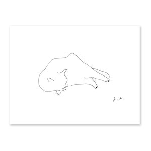 Cat Nap Ink Drawing Cat Art Print Full Body - Etsy