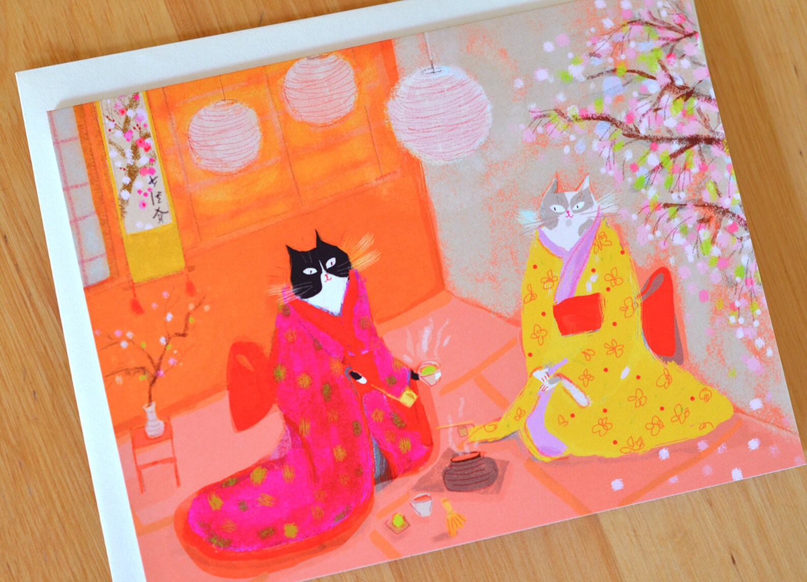 Japanese Tea Ceremony Cat Card - Matcha Cats - Etsy