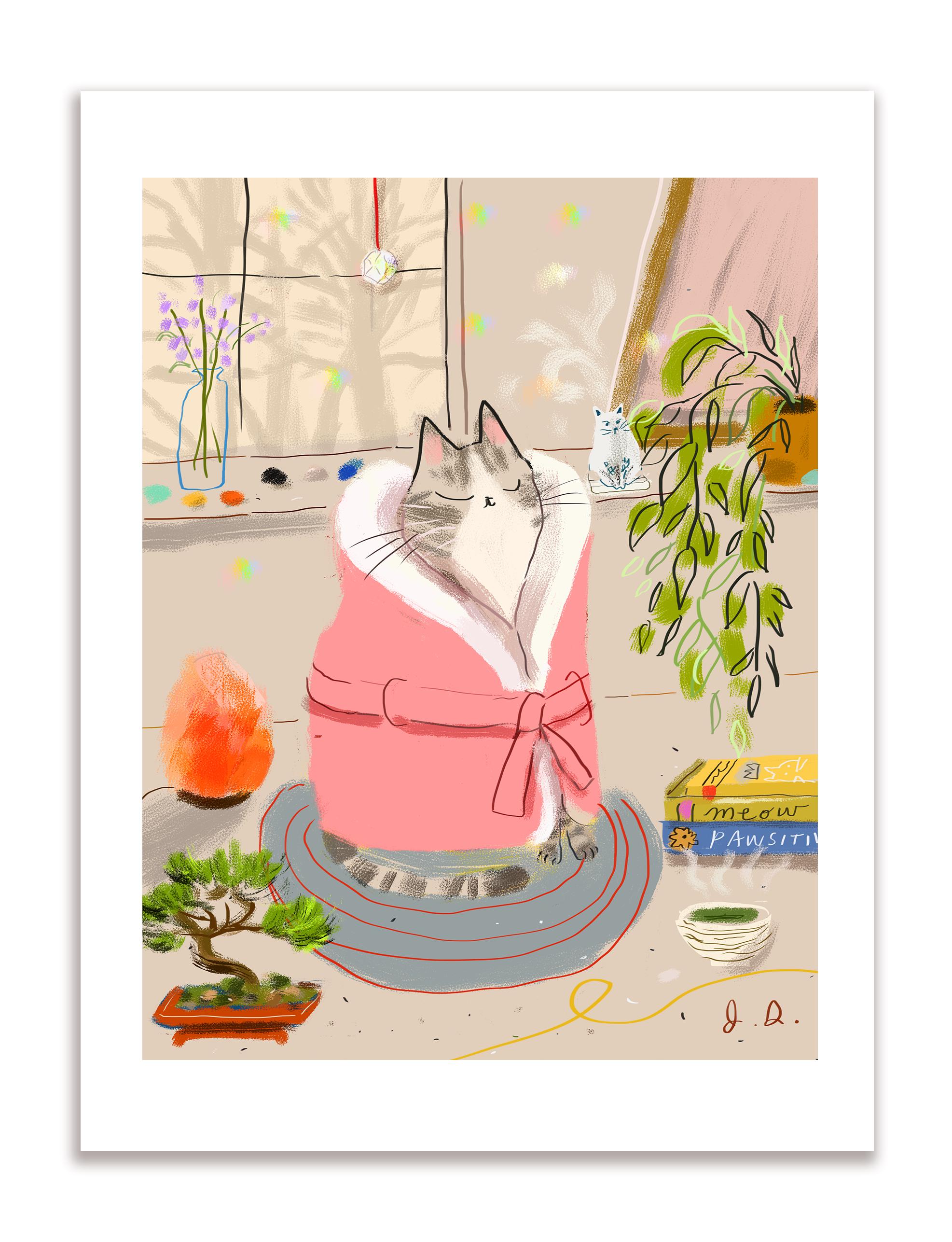 Zen Kitty Fine Art Print- Cat Print - Cat Art - Etsy