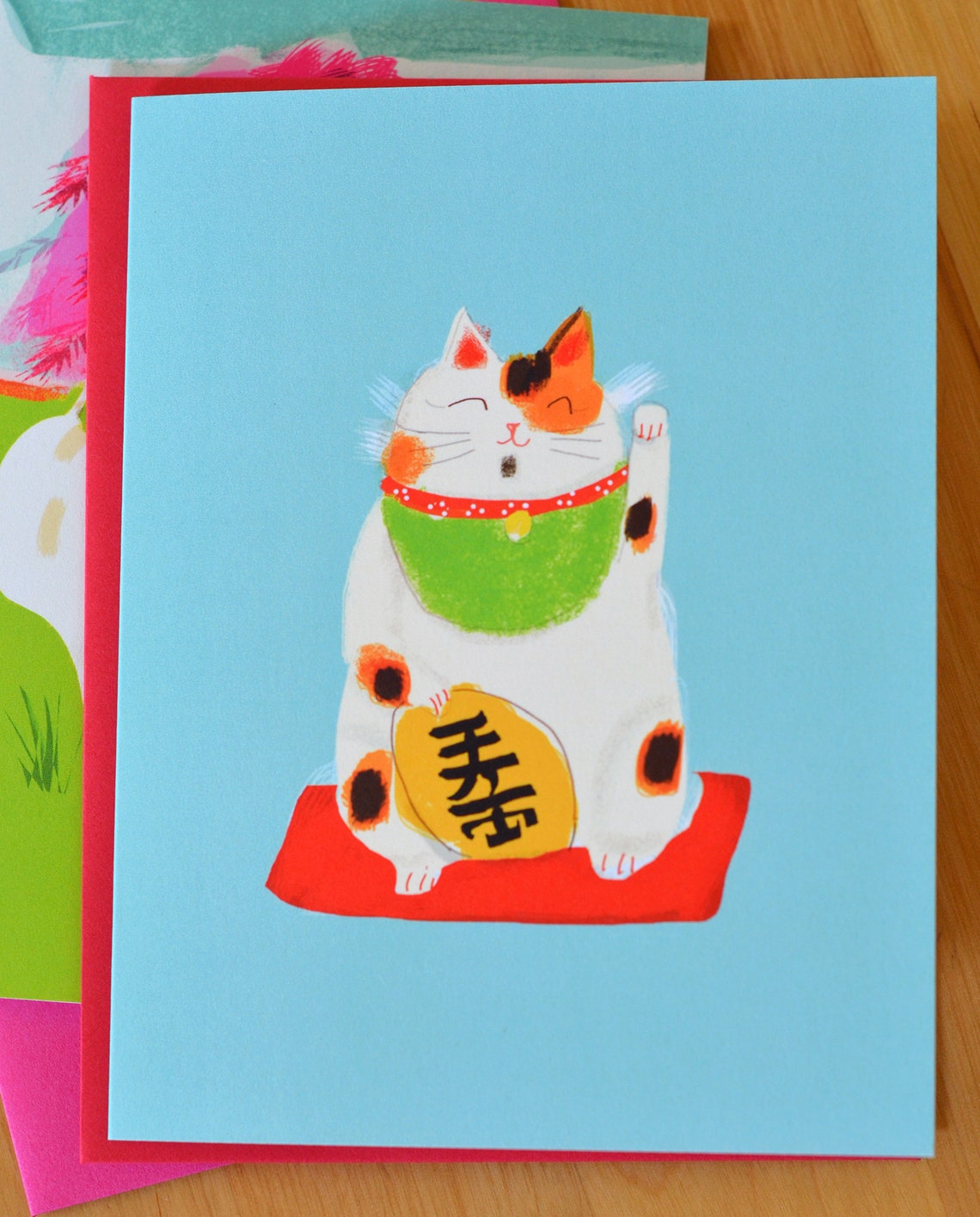 Japanese Cat Cards Set of 5 | Etsy