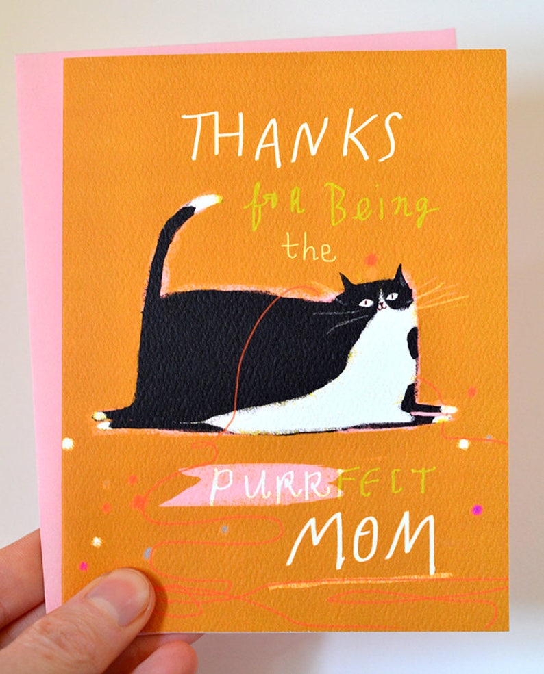 Purrfect Mom Cat Mom Card Love You Mom Card | Etsy