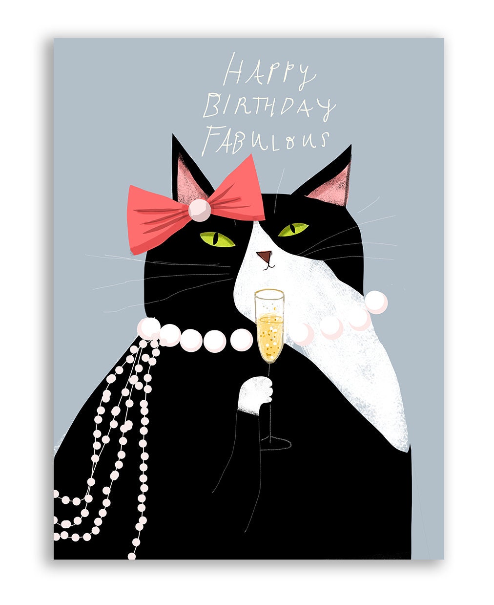 Happy Birthday Fabulous Cat Card - Etsy