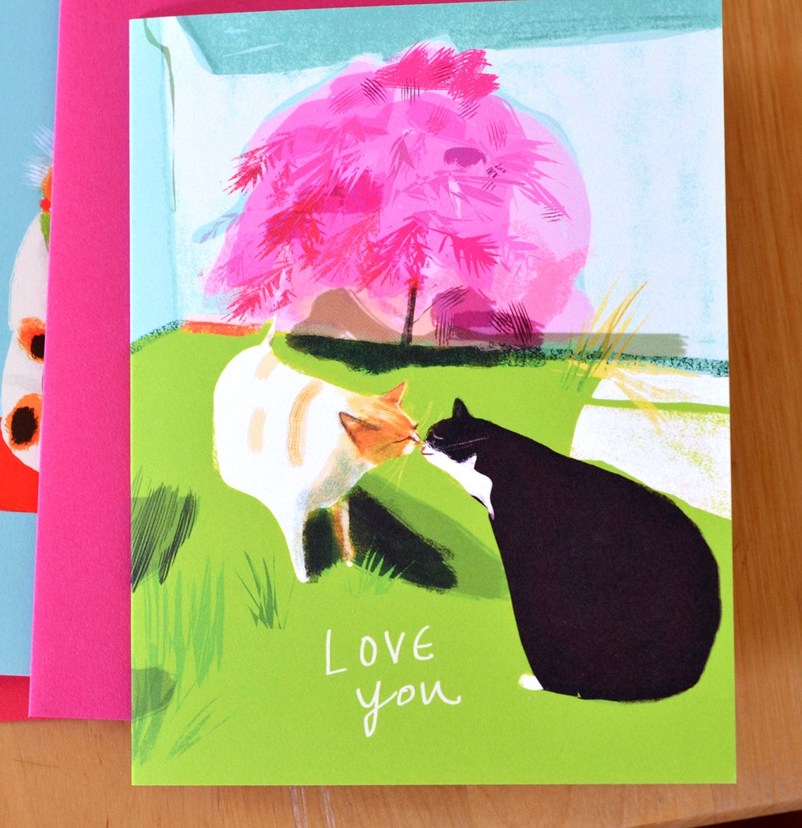 The Kiss Love You Cat Card - Etsy