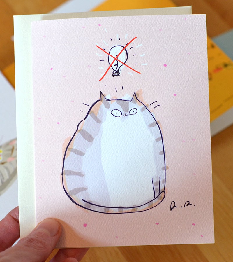 Funny Cat Card No Idea | Etsy