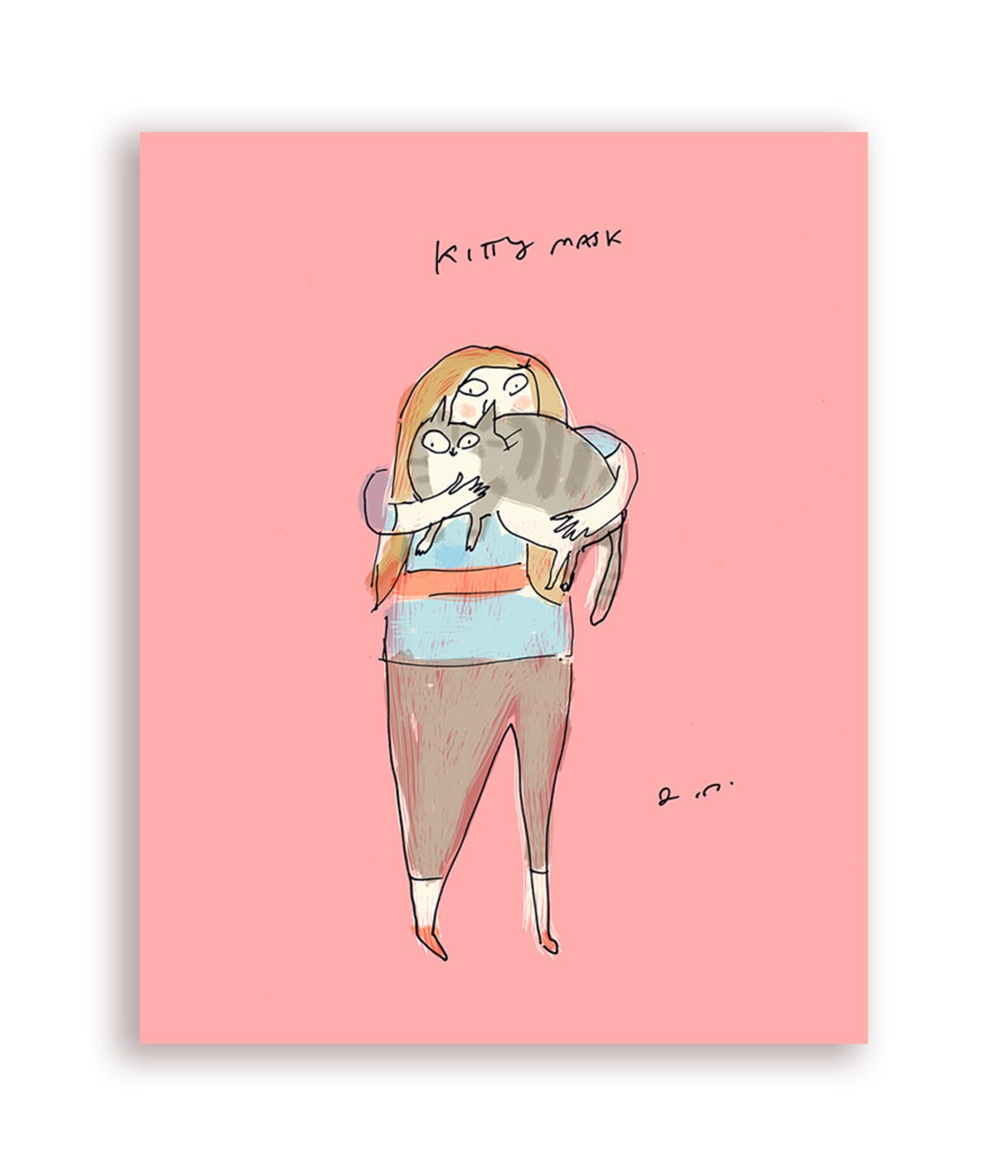 Kitty Mask Cat Card- Cat Face Mask - Stay Safe - Funny Cat Mom Card - Etsy