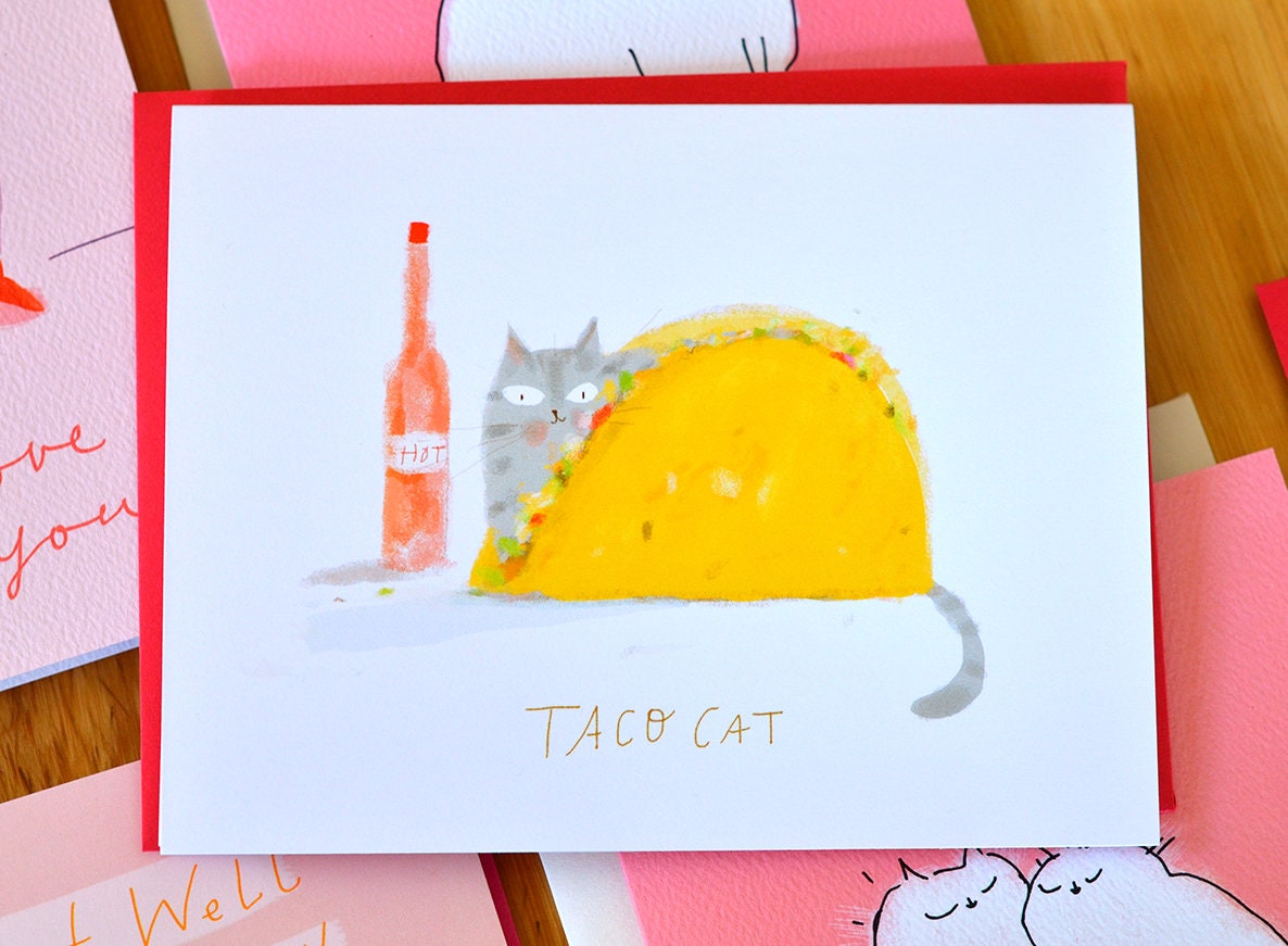 Taco Cat Card - Funny Cat Card - Etsy
