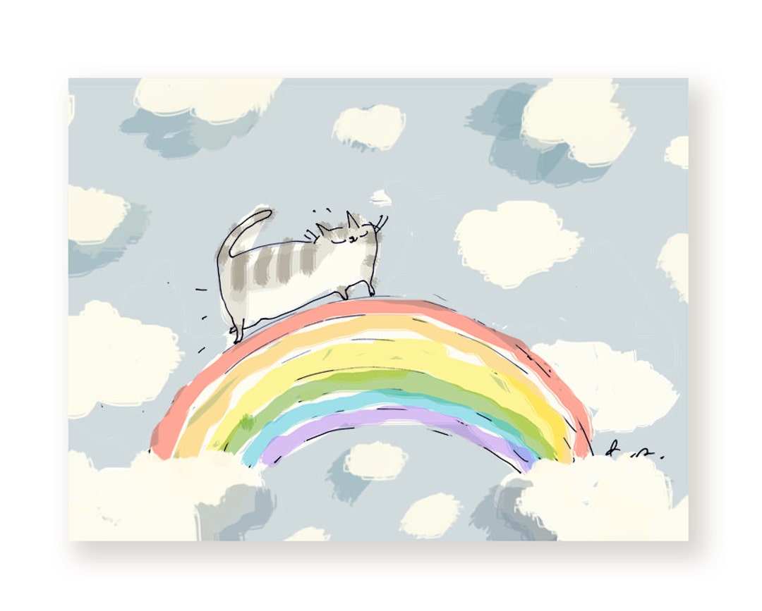 Rainbow Bridge Cat Card - Cat Loss - With Sympathy - Etsy