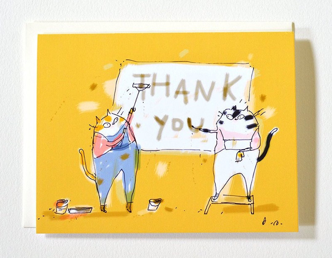 Thank You Cat Card - Sign Painters - Funny Thank You Card- Cats - Etsy