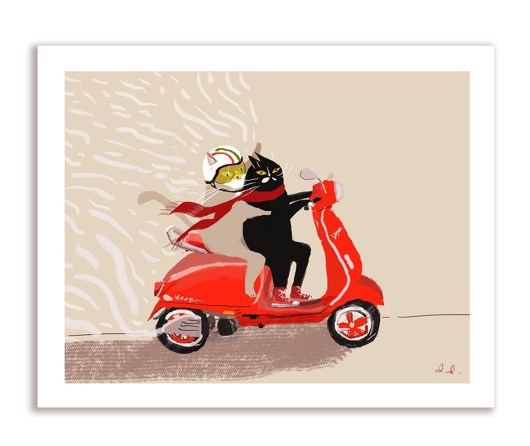 Vespa Cats - Fine Art Print - Enjoy the Ride - Etsy