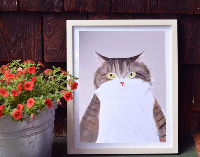 Grey Baby Cat Print- Cat Painting - Cat Wall Art - Etsy
