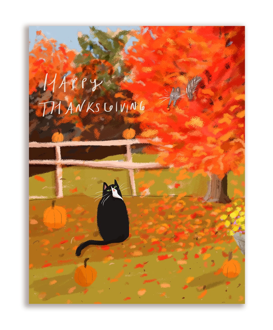 Happy Thanksgiving Card - Thankful for You - Cat Card - Fall Card - Etsy