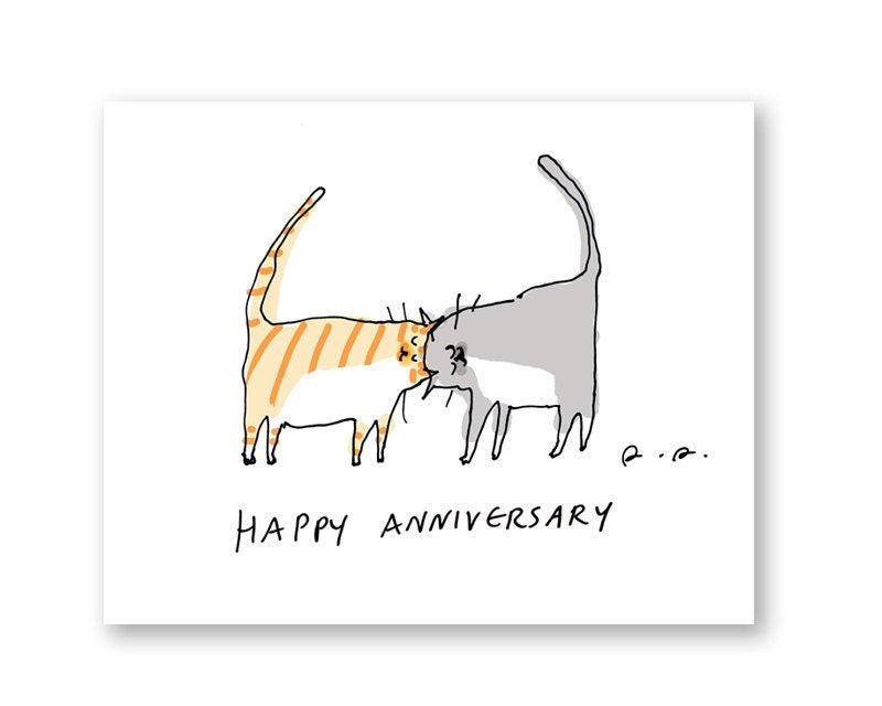 Happy Anniversary Card- Cat Card - Etsy