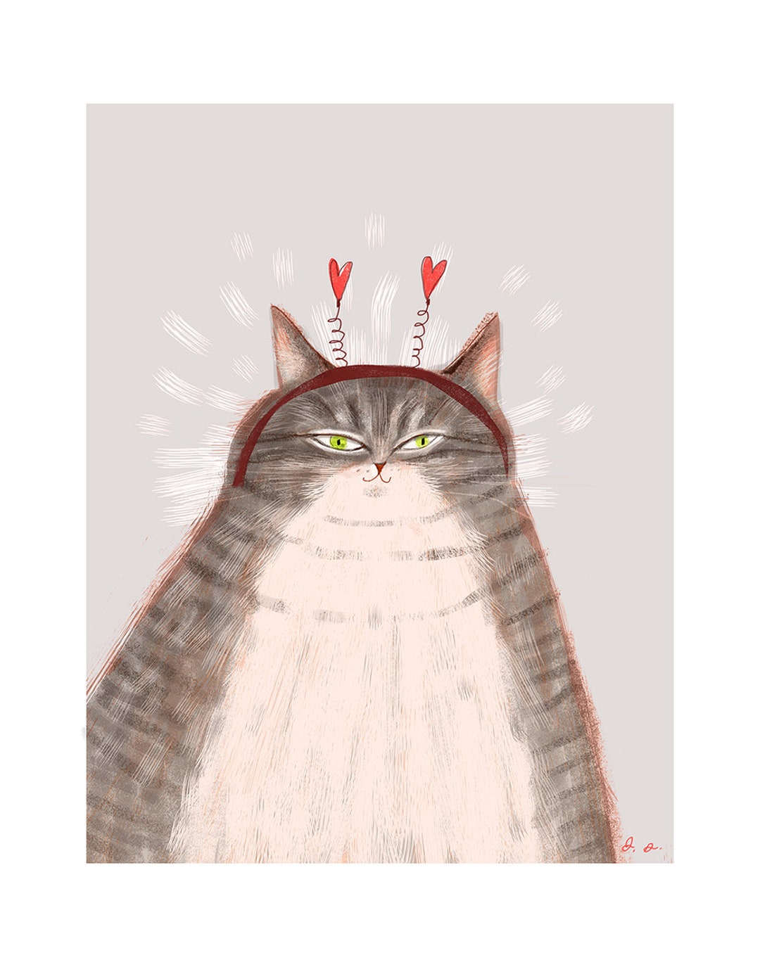 Love Bug Cat Print 11 X 14 In. Cat Art - Etsy