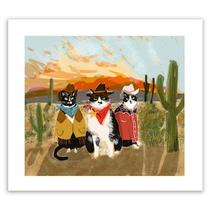 Cowboy Cat Print - Limited Edition Print - Cat Art - Western - Etsy