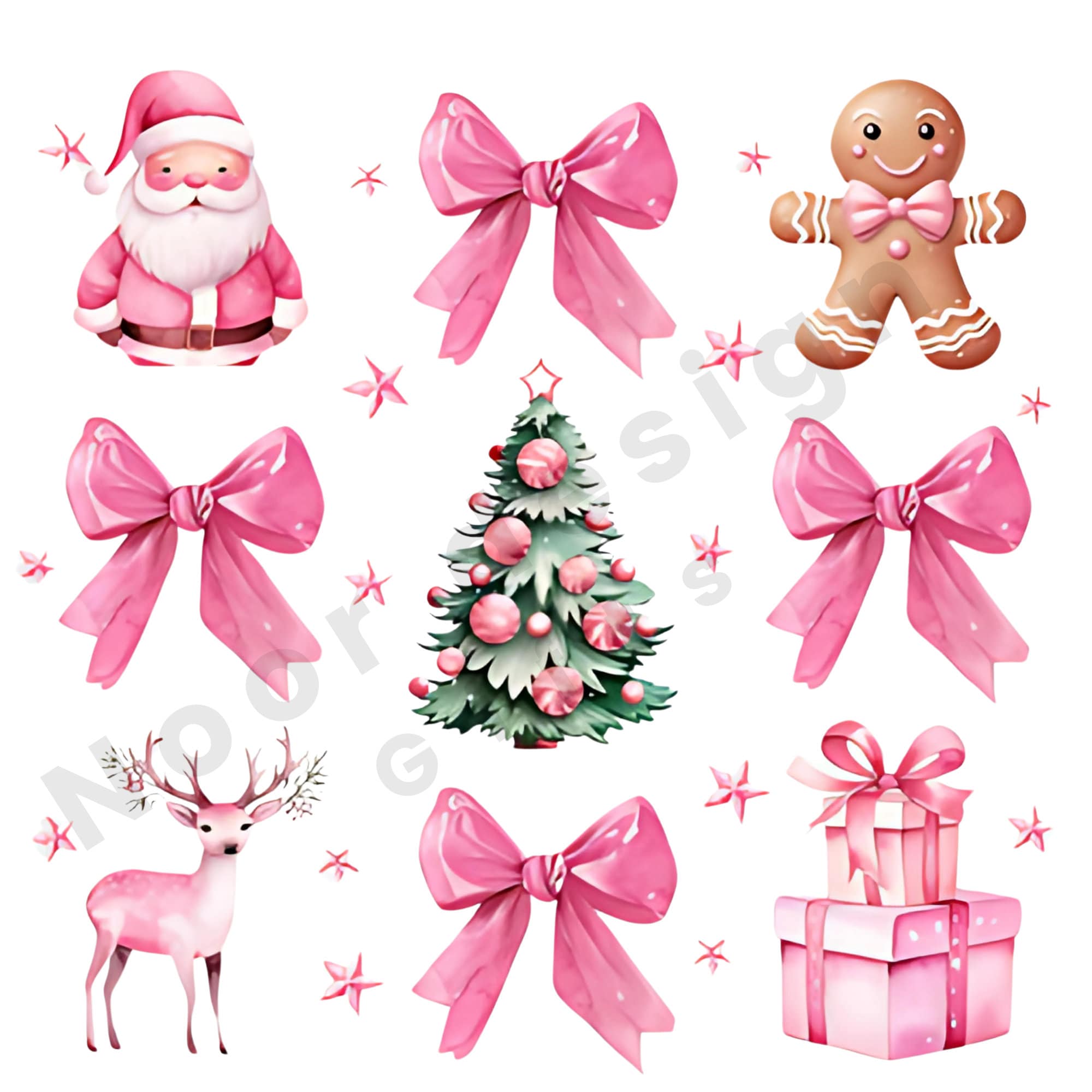 Coquette Pink Christmas Png, Pink Bow Christmas Png,trendy Santa Png ...