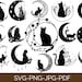 Mystical Cat and Moon SVG Designs Bundle | Witchy Cat Clipart | Moon ...