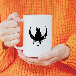 Mystical Cat and Moon SVG Designs Bundle | Witchy Cat Clipart | Moon ...