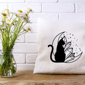 Mystical Cat and Moon SVG Designs Bundle | Witchy Cat Clipart | Moon ...