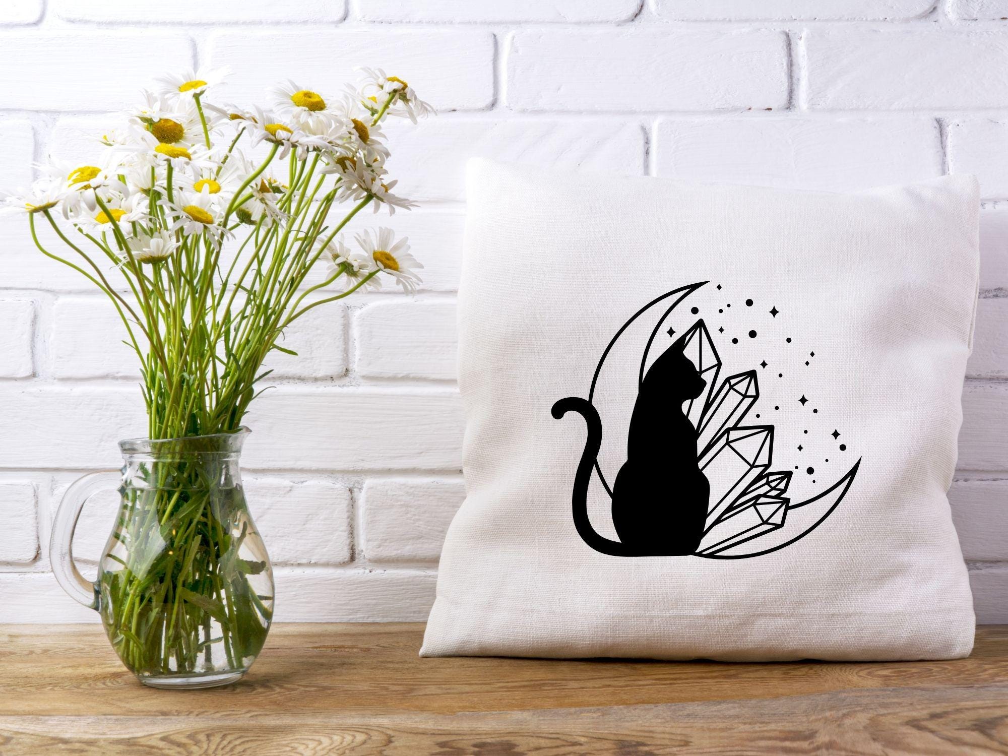 Mystical Cat and Moon SVG Designs Bundle | Witchy Cat Clipart | Moon ...