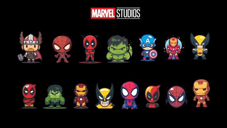 15 Transparent PNG Clipart Marvel Superheroes Chibi - Etsy