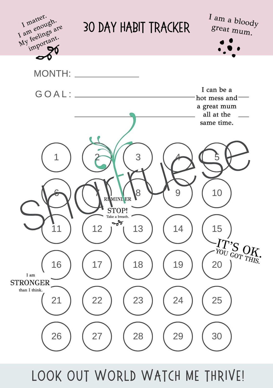 Monthly Habit Tracker // Printable Template // Digital Product ...