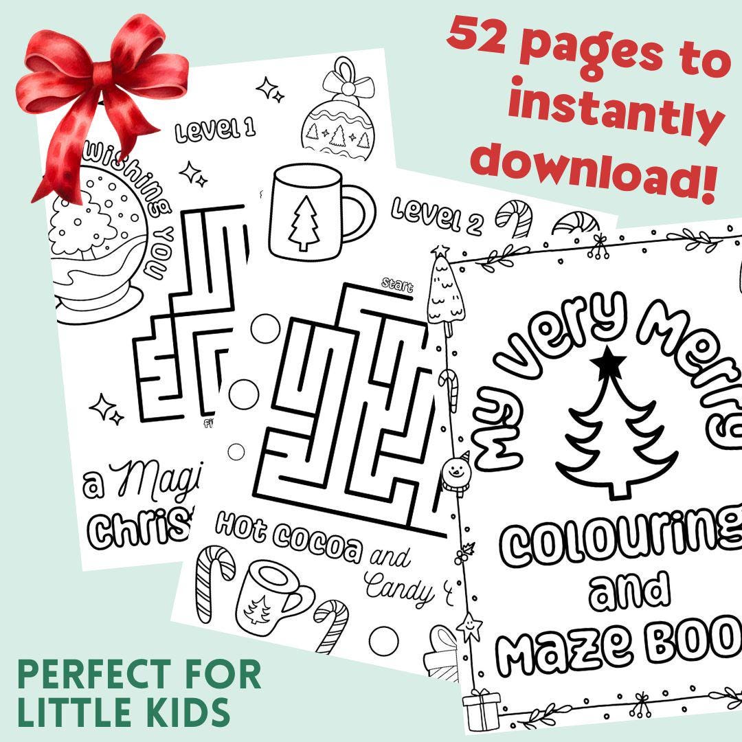 52 Christmas Maze Activity Pages // Instant Download // School Holidays ...