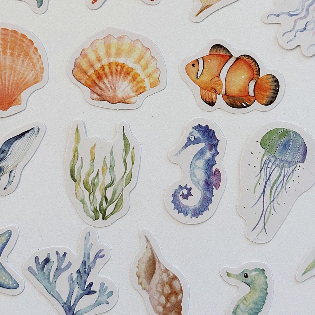 Under the Sea Stickers // Notebook Decal // Ocean Themed Stickers ...