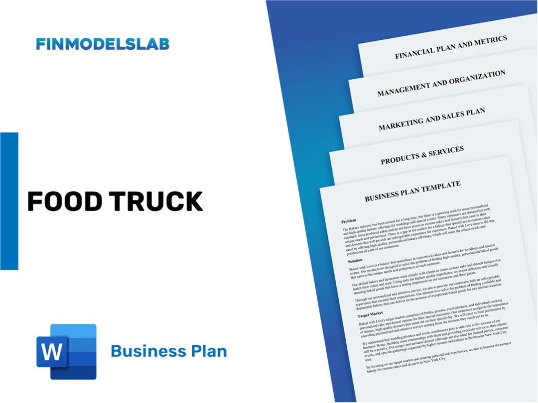 Food Truck Business Plan Template - Comprehensive & Customizable - Etsy