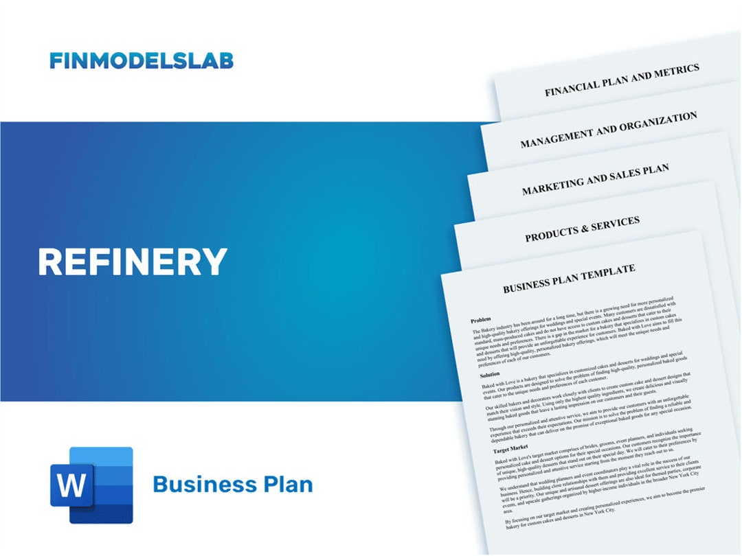Refinery Business Plan Template - Comprehensive & Customizable - Etsy