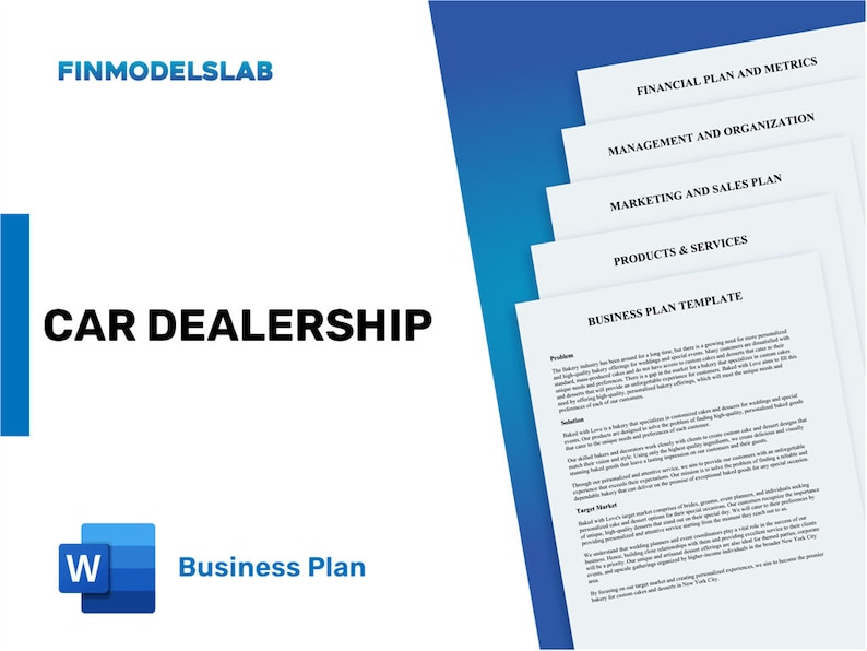 Car Dealership Business Plan Template Comprehensive & Customizable - Etsy