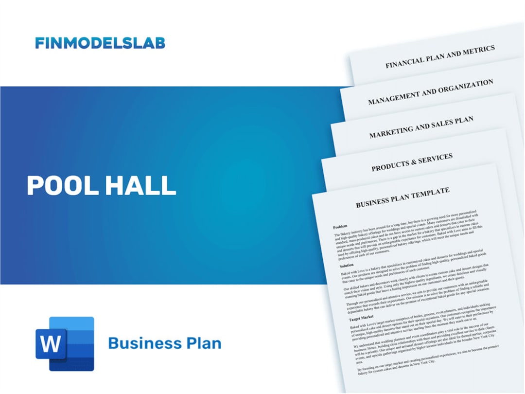 Pool Hall Business Plan Template - Comprehensive & Customizable - Etsy