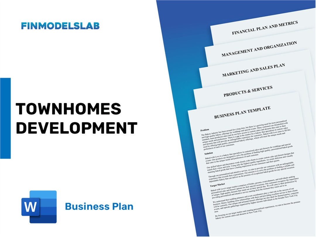 Townhomes Property Development Business Plan Template - Comprehensive ...