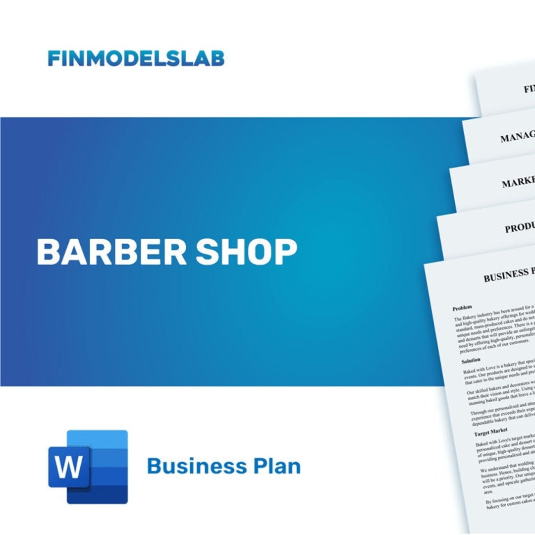Barber Shop Business Plan Template Comprehensive & Customizable - Etsy