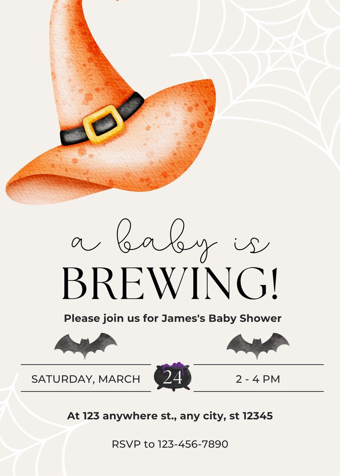 Halloween-themed Baby Shower Invitation – Customizable Digital Download ...