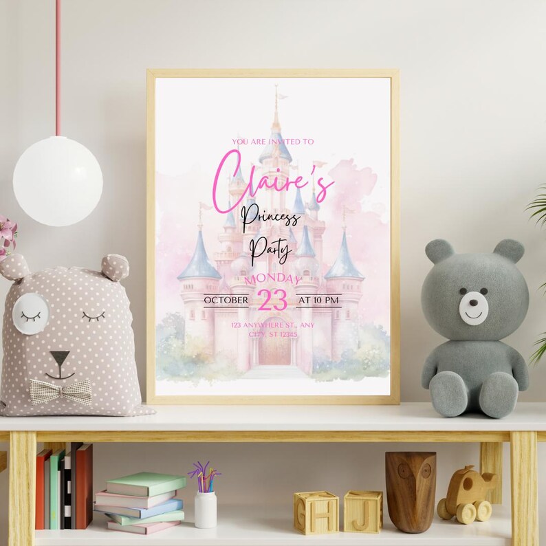 Custom Princess Party Invitation - Fairytale Castle Theme - Editable ...