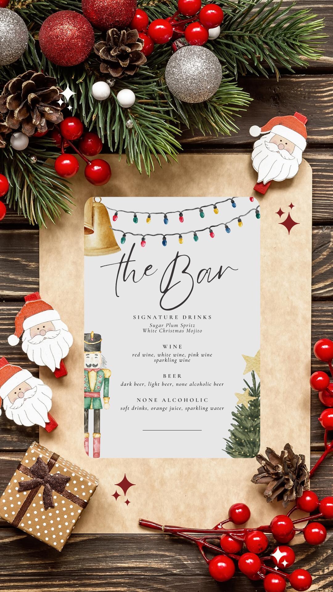Christmas Bar Menu: Nutcracker Holiday Cocktail Sign (digital Download ...