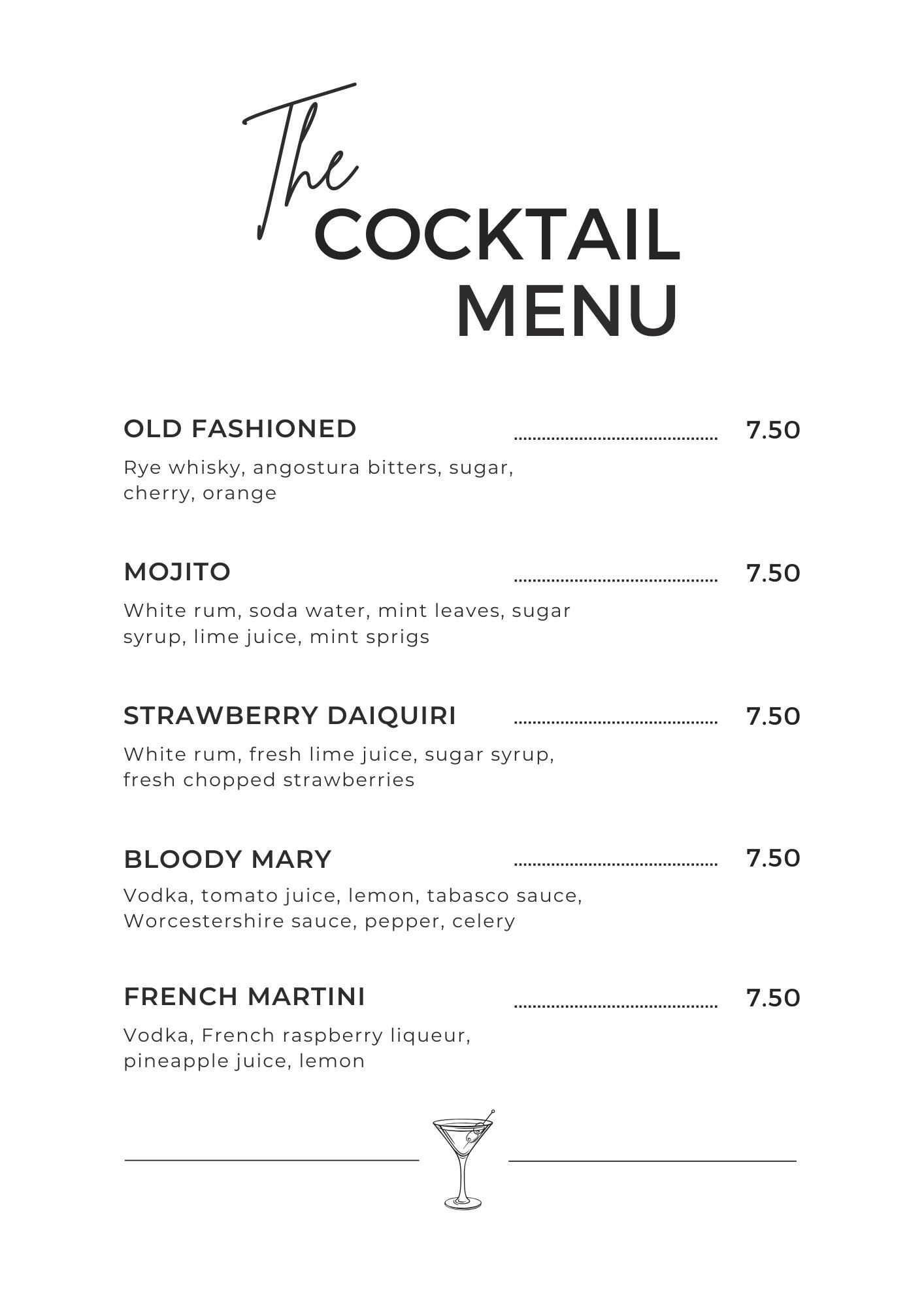 Signature Cocktail Menu Template – Custom Wedding & Event Drink Sign ...