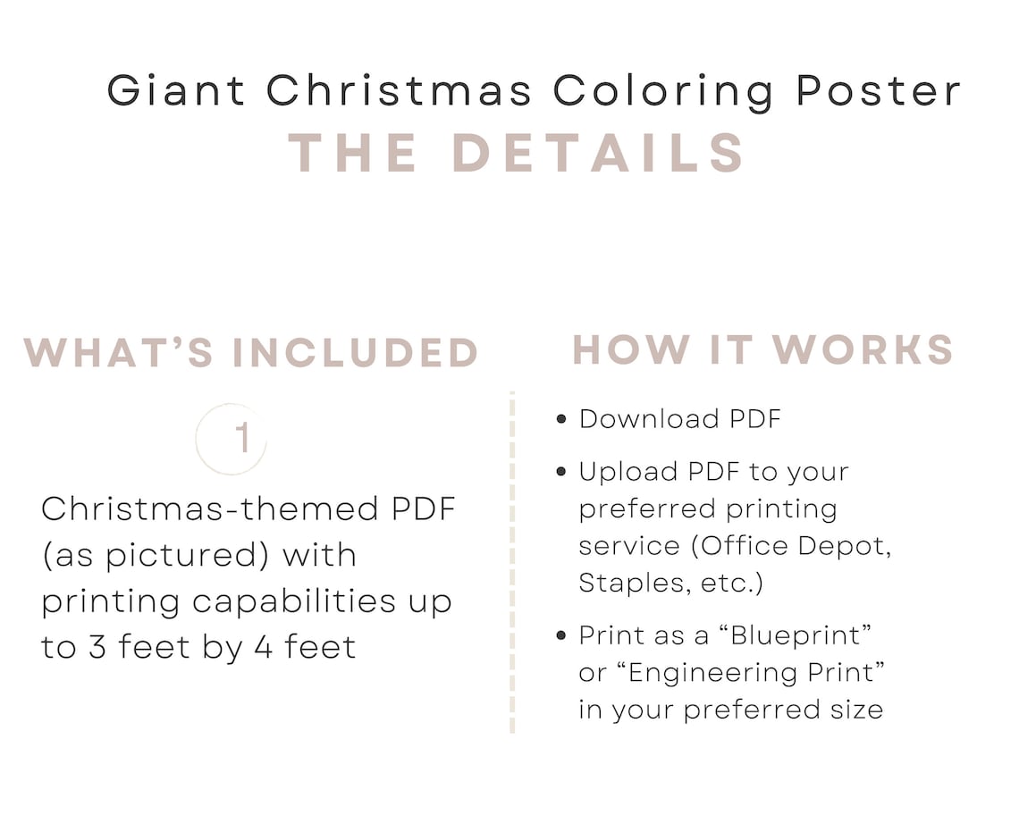 GIANT Christmas Coloring Poster, Large Christmas Coloring Page, Kids ...