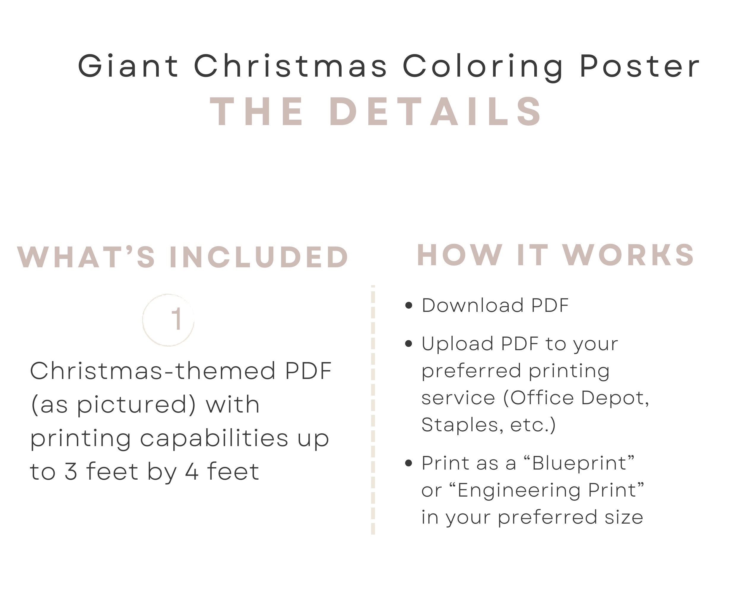 GIANT Christmas Coloring Poster, Large Christmas Coloring Page, Kids ...
