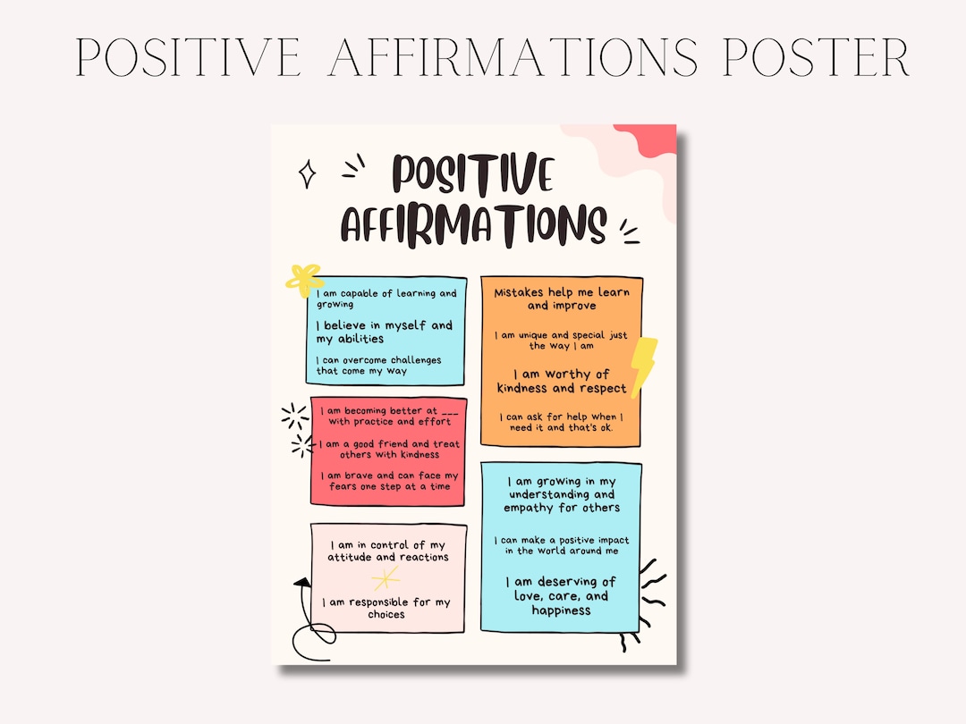 Classroom Positive Affirmations Poster Positive Affirmations - Etsy