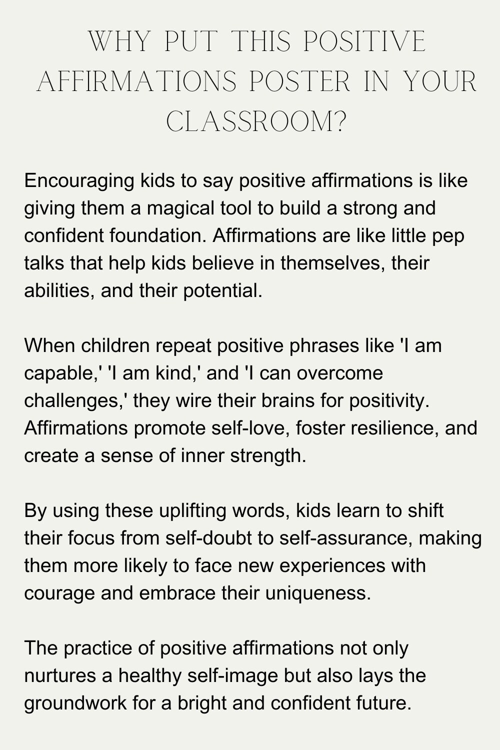 Classroom Poster Positive Affirmations for Students Bright - Etsy