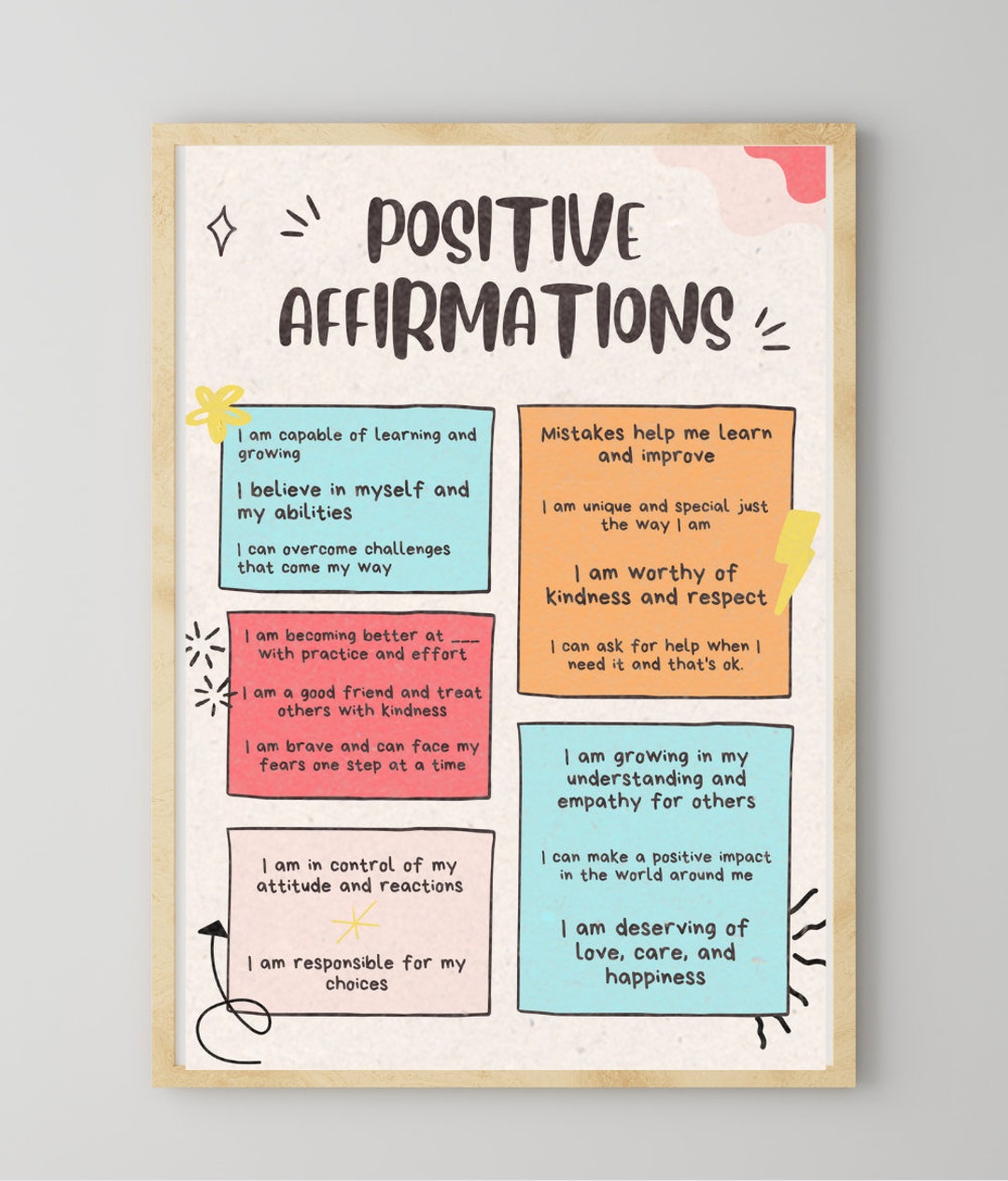 Classroom Poster Positive Affirmations for Students Bright - Etsy