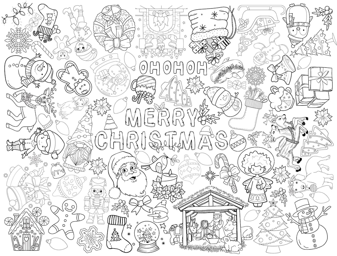 GIANT Christmas Coloring Poster, Large Christmas Coloring Page, Kids ...