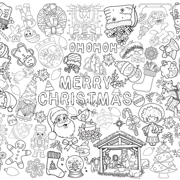 Giant Christmas Coloring Poster - Etsy